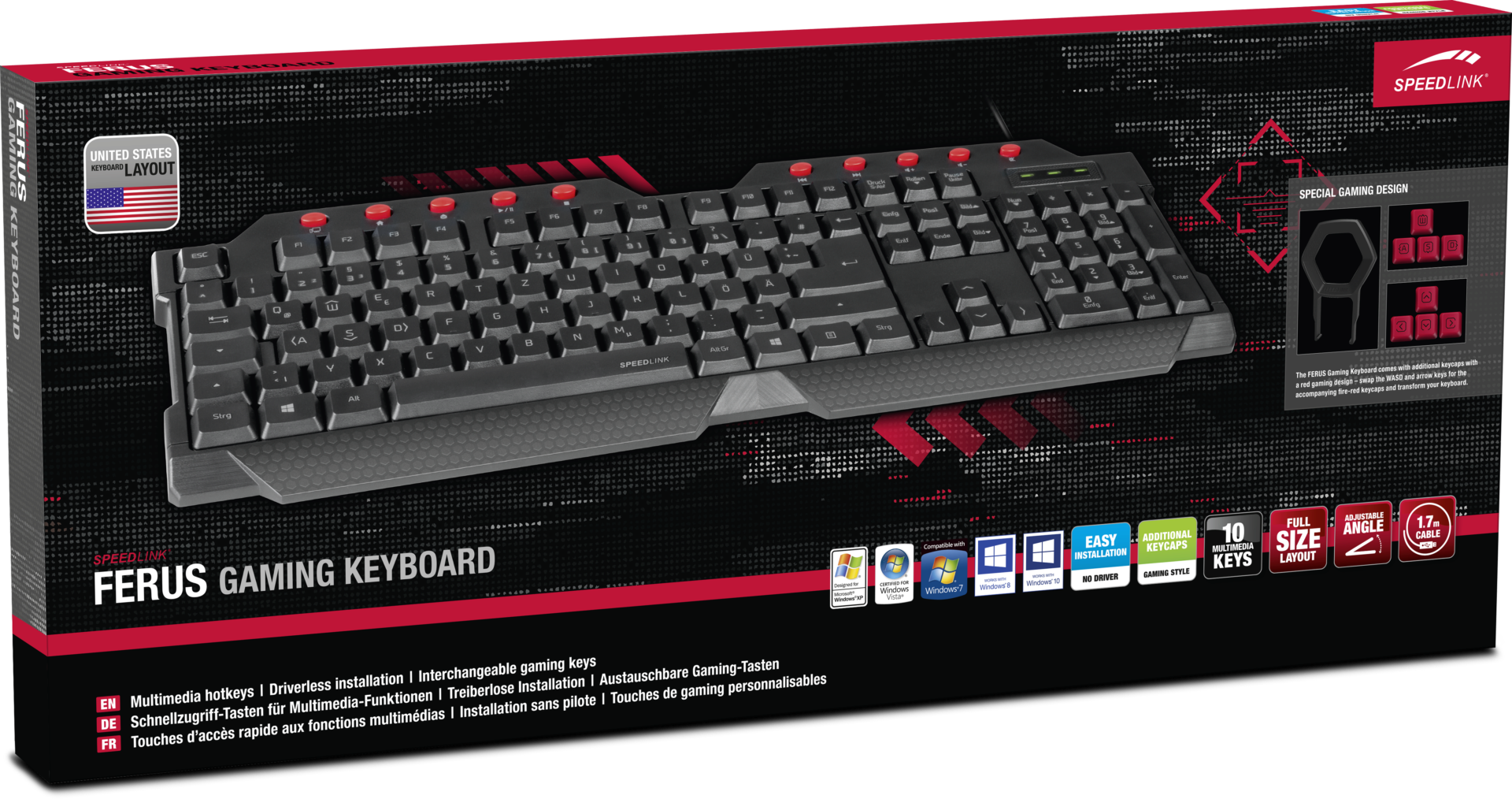 FERUS Gaming Keyboard, black - US Layout | SL-670000-BK-US