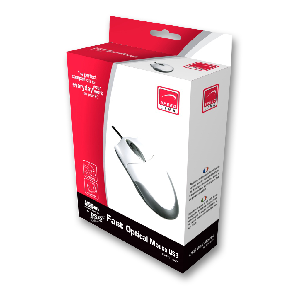 Fast Optical Mouse USB/PS2 Combo, white | SL-6163-SWT